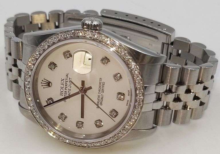 36mm Rolex Model 16220 with Diamond Dial and Diamond Bezel watch ...