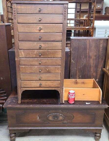 Cedar chest, lingerie chest, shelf - Dixon's Auction at Crumpton