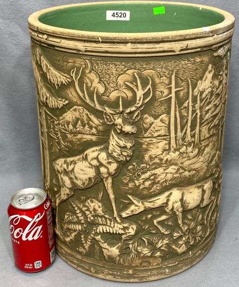 Vintage art pottery stag jardiniere - Dixon's Auction at Crumpton