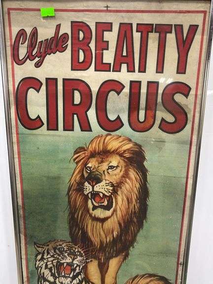 Vintage Clyde Beatty Circus Poster - Dixon's Auction at Crumpton