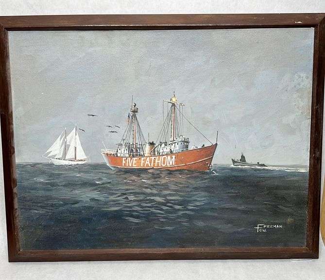 Tom Freeman Five Fathom Lightship oil painting - Dixon's Auction at ...