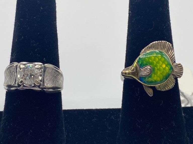 4 Sterling Silver Rings including Kabana Enamel Fish Ring - Dixon's ...