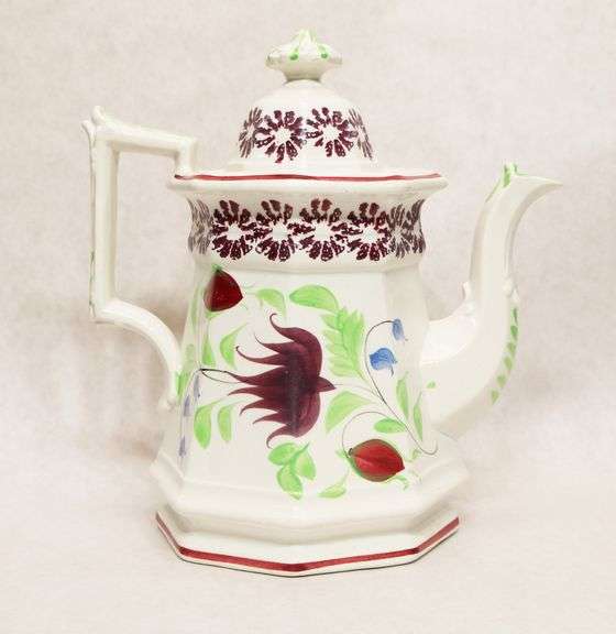 Stick spatter ironstone Columbine pattern coffee pot - Dixon's Auction ...