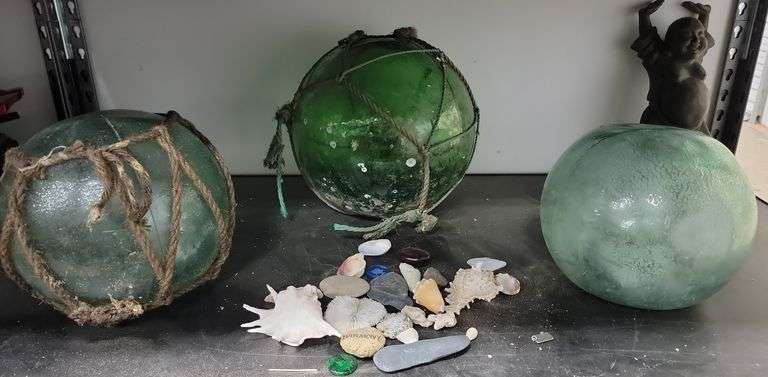 Lot 3 Vintage Japanese Salvaged Glass Net Float Balls - Dixon's Auction ...