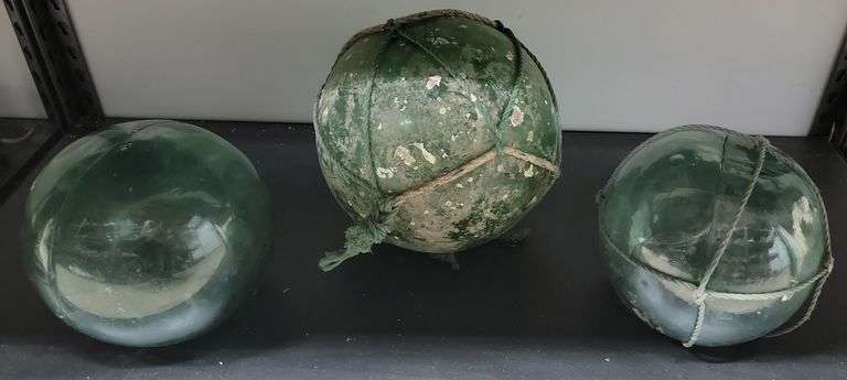 Lot 3 Vintage Japanese Glass Net Float Balls - Dixon's Auction at Crumpton