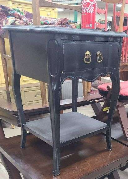 Camel stool, X base end tables, nightstand - Dixon's Auction at Crumpton