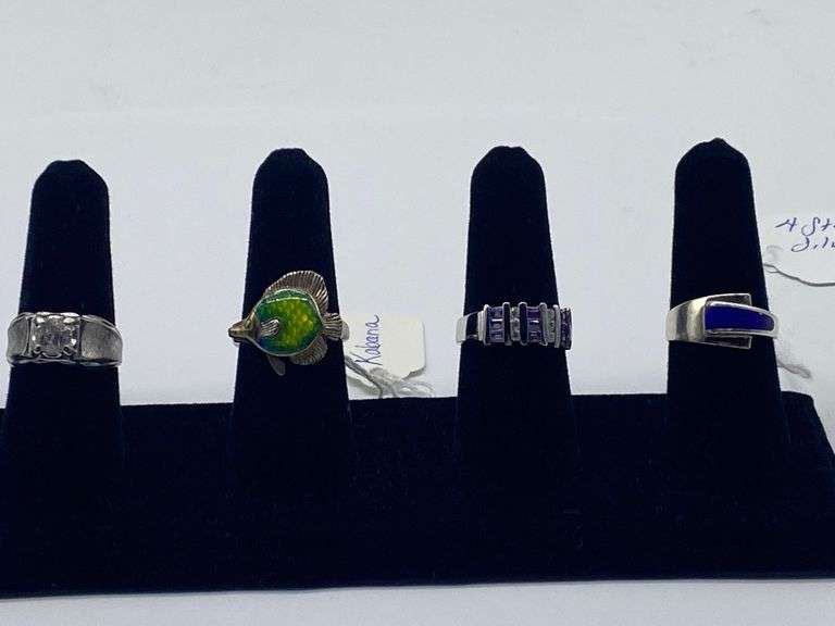 4 Sterling Silver Rings including Kabana Enamel Fish Ring - Dixon's ...