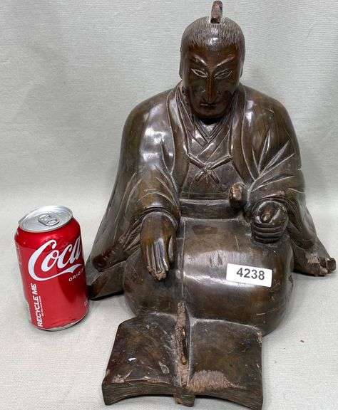 Antique Japanese scholar carved wood samurai sculpture - Dixon's ...