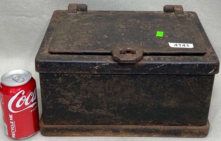 Antique cast iron lock box - Dixon's Auction at Crumpton