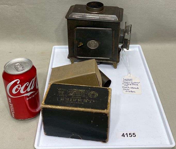 German Ernst Plank magic lantern w/ box of slides - Dixon's Auction at ...