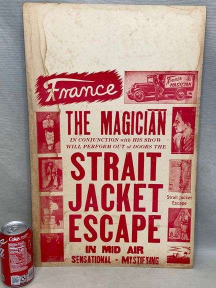 Vintage France the Magician STRAIT JACKET ESCAPE poster - Dixon's ...