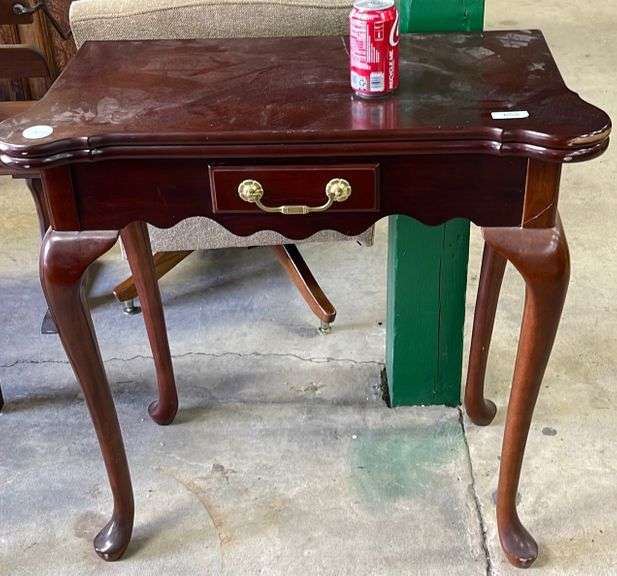 Modern cherry game table, minor wear - Dixon's Auction at Crumpton
