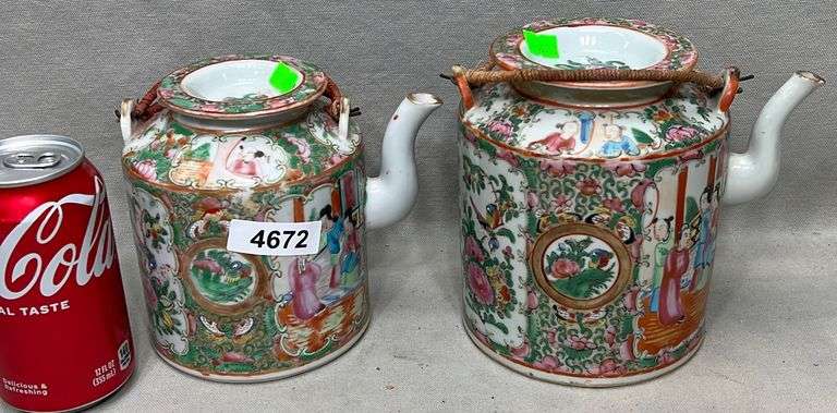 2 rose medallion teapots (chips) - Dixon's Auction at Crumpton
