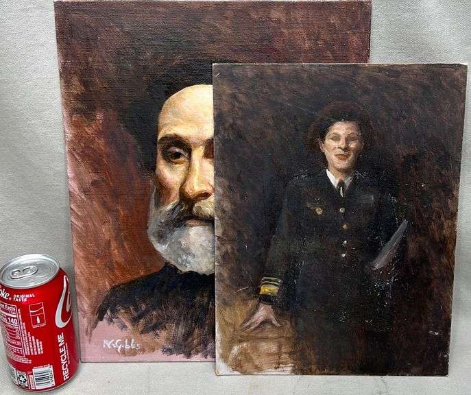 2 Nathaniel K. Gibbs portrait paintings - Dixon's Auction at Crumpton