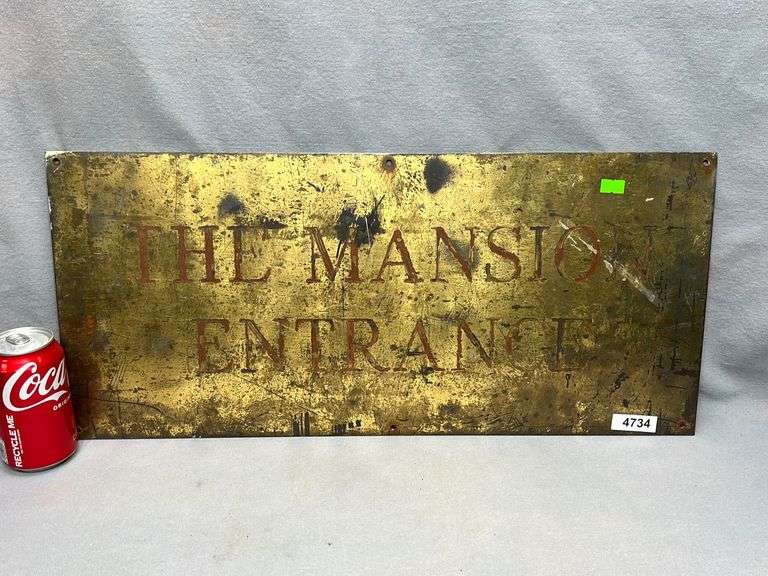 THE MANSION ENTRANCE brass sign - Dixon's Auction at Crumpton