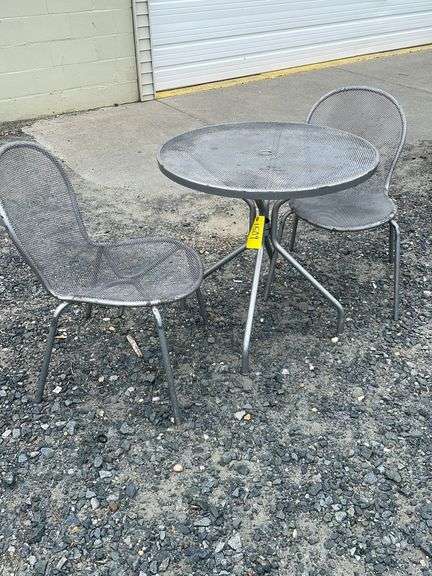3pc mcm style wrought iron patio set - Dixon's Auction at Crumpton