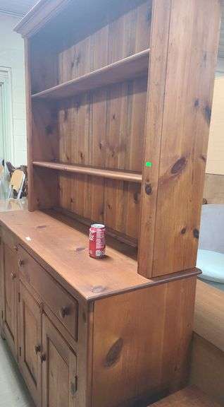 Amish-built rustic pine farmhouse stepback cupboard - Dixon's Auction ...
