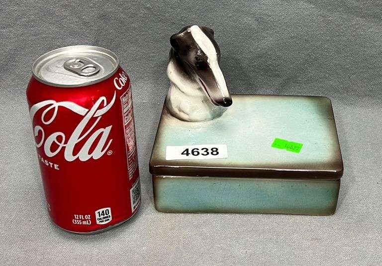 Goldscheider borzoi dog porcelain box - Dixon's Auction at Crumpton