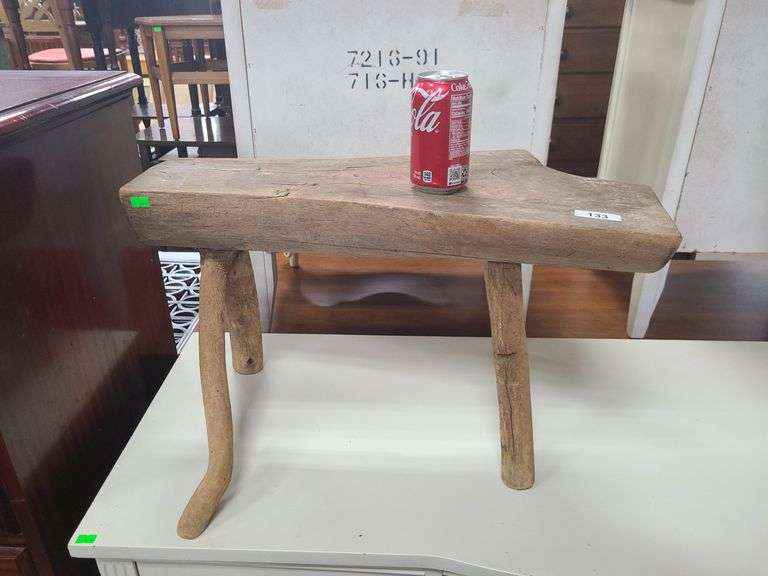 MCM freeform slab top stool - Dixon's Auction at Crumpton