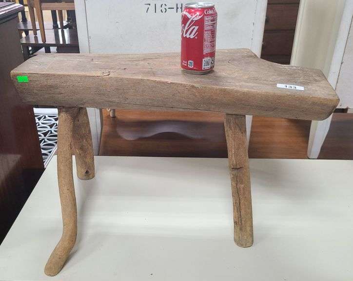 MCM freeform slab top stool - Dixon's Auction at Crumpton