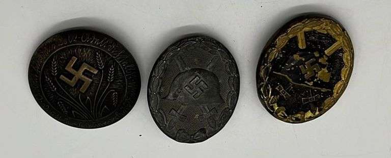 (3) German WWII Style Nazi Badge Pins - Dixon's Auction at Crumpton