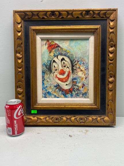 Louis Spiegel oil on board clown painting - Dixon's Auction at Crumpton