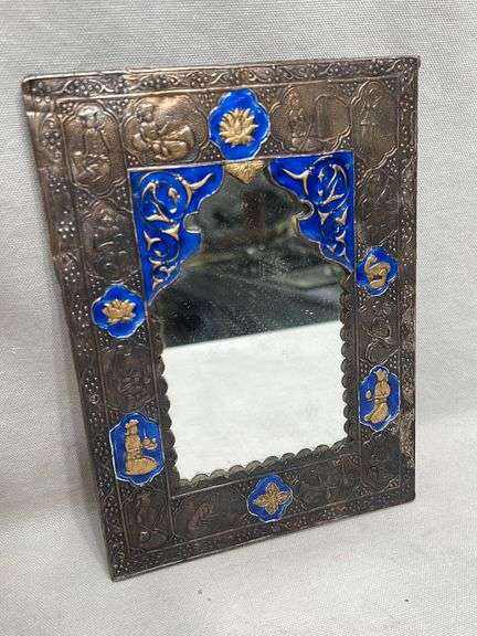 Persian enameled silver mirror - Dixon's Auction at Crumpton