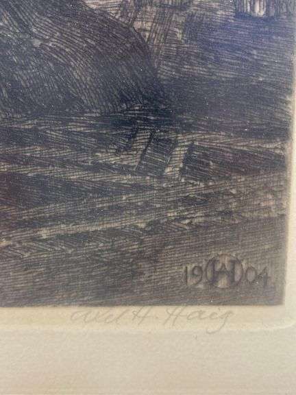 Antique artist-signed Axel Haig cathedral engraving - Dixon's Auction ...