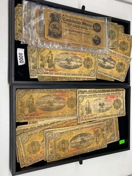 Lot of mexican paper currency and copy confederate paper bills - Dixon ...