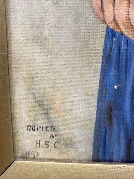 Antique oil on canvas copy painting - Dixon's Auction at Crumpton