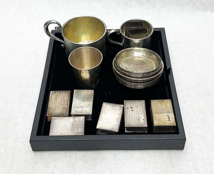 Lot of Sterlig Silver Cups, Butter Pats and Match Holders - Dixon's ...