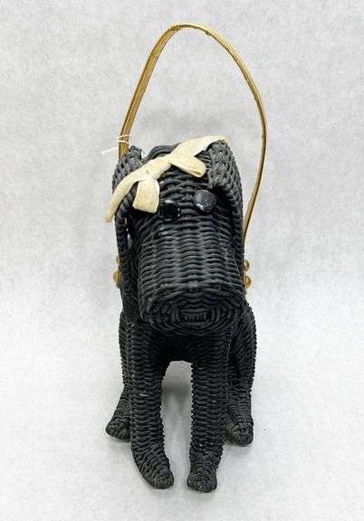 Figural Wicker Seated Dog Purse - Dixon's Auction at Crumpton