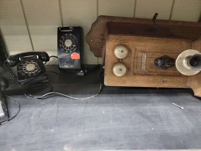 Vintage Rotary Phones, Antique Oak Wall Phone - Dixon's Auction at Crumpton