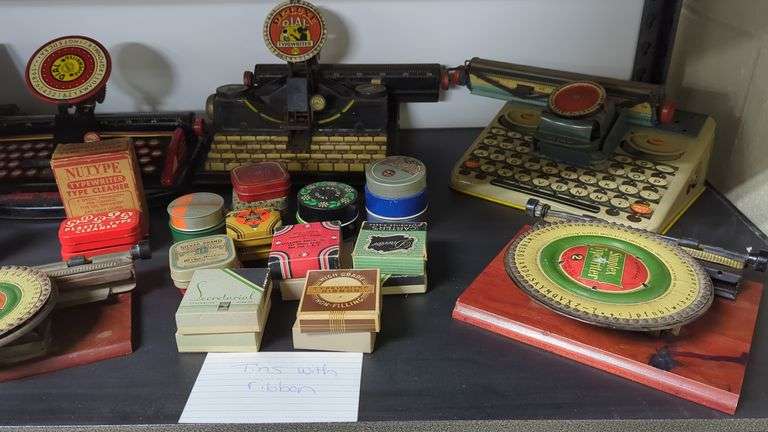 Lot of Vintage Tin Advertising Tins For Typewriter Ribbon + Toy ...