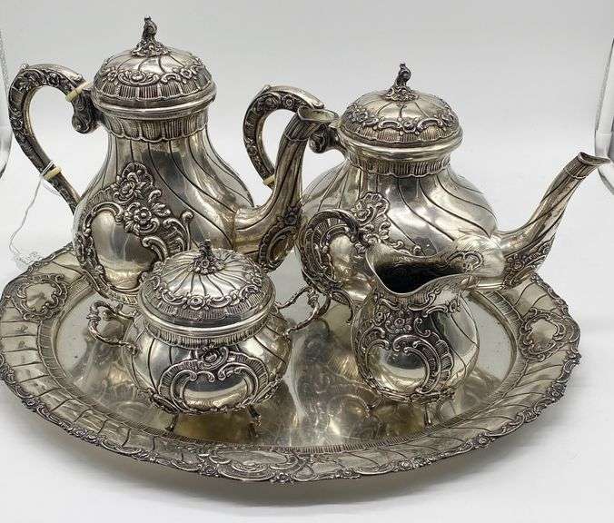 800 Silver 5 Pc. Tea Set 95.9 Ozt. - Dixon's Auction at Crumpton