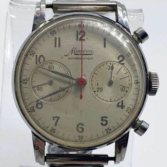 Stainless Steel Minerva Swiss Chronograph Men'S Watch - Dixon's Auction ...