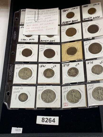 Sheet Of 20 Assorted US Coins - Dixon's Auction at Crumpton