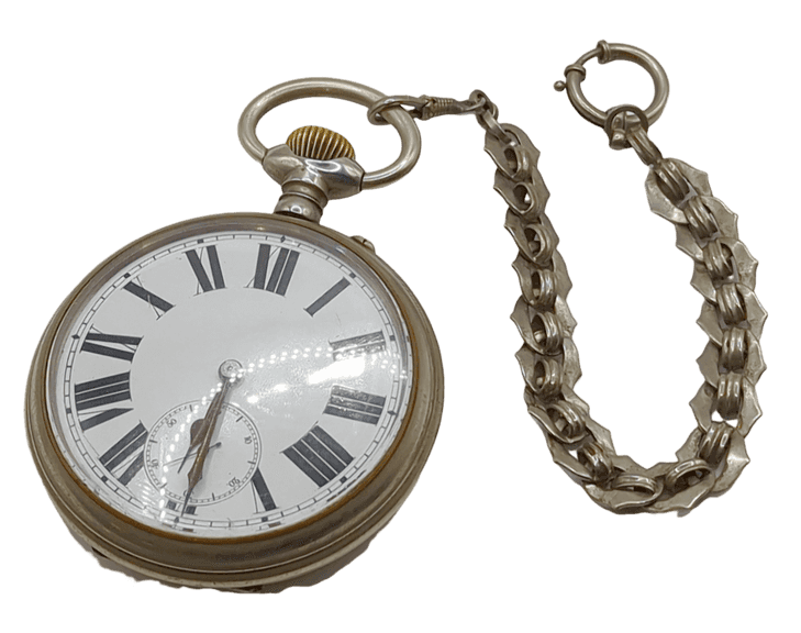 A.W. Large Pocket Watch #69669 W/Chain - Dixon's Auction at Crumpton
