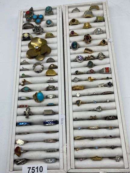 2 Trays Assorted Costume Jewelry Rings - Dixon's Auction at Crumpton
