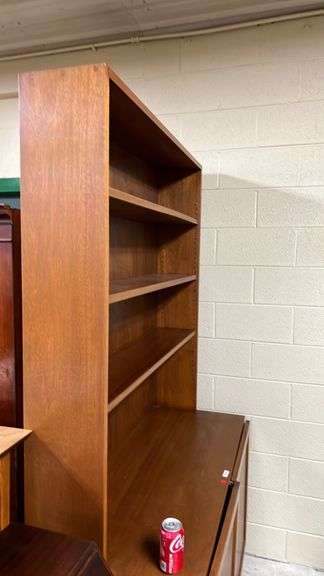 MCM Walnut One Piece Bookcase, Doors Wonky - Dixon's Auction at Crumpton