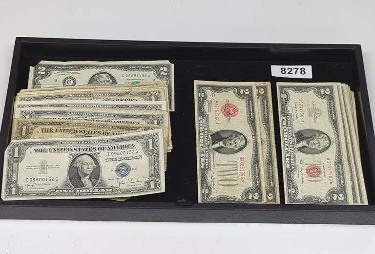 $58 Face Collectible US Notes 16 Red Note $2 Bills And 24 US $1 Silver ...