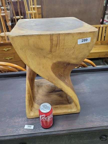MCM Carved Wood Stool - Dixon's Auction at Crumpton