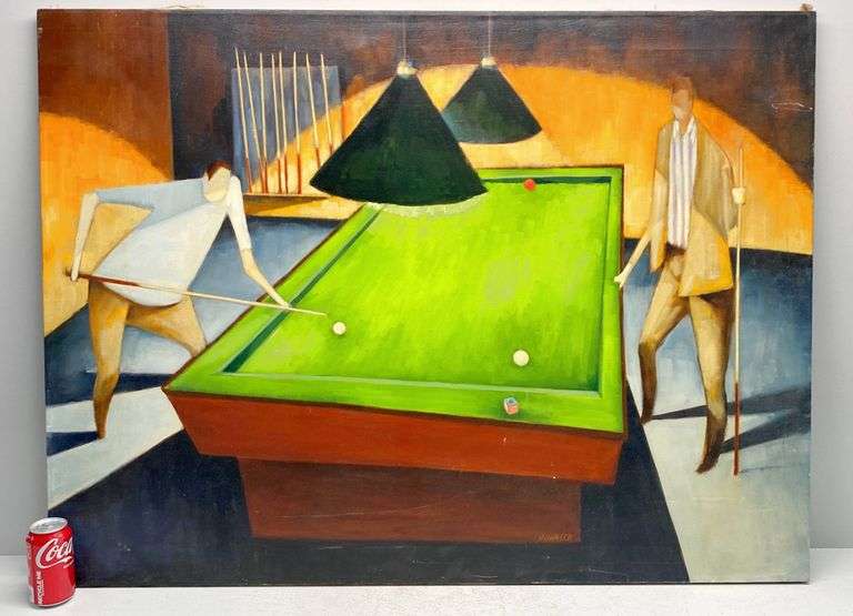 Large MCM Pool Hall Painting - Dixon's Auction at Crumpton