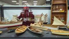 Lot Wooden Boats, Model Ships, Boat Shelf Etc. - Dixon's Auction at ...