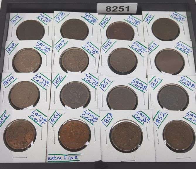 (16) U.S. Large Cents 1819-1855 - Dixon's Auction at Crumpton