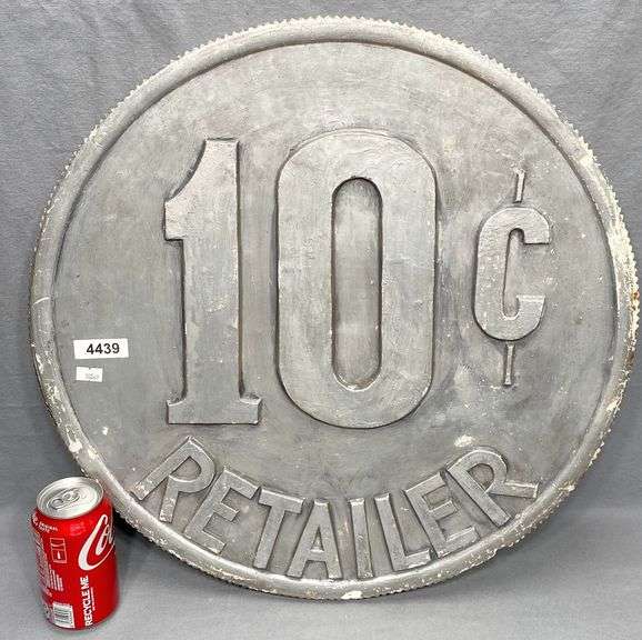 Vintage 10 Cents Retailer Advertising Sign - Dixon's Auction at Crumpton