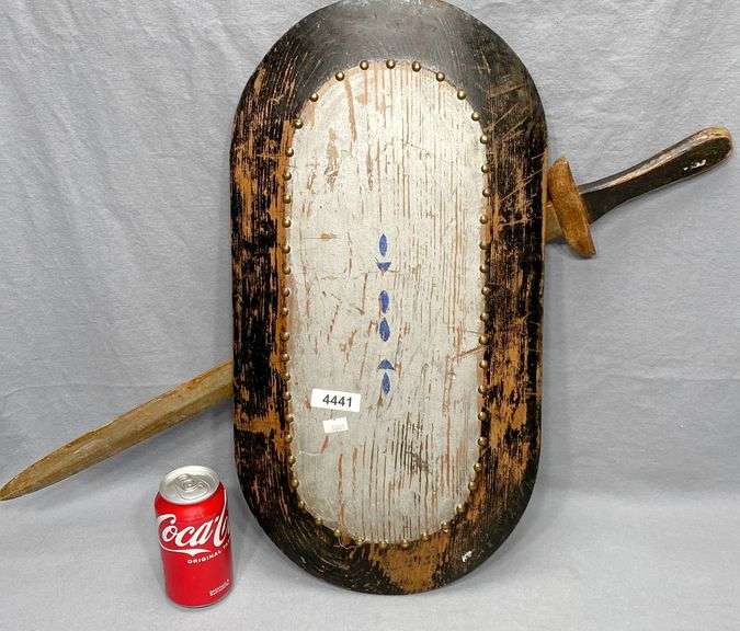 Folk Art Painted Shield And Sword - Dixon's Auction at Crumpton