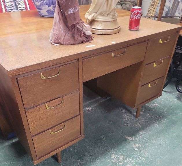 MCM Kneehole Desk, Chips And Wear - Dixon's Auction at Crumpton