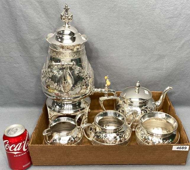 Antique 5 Piece Simpson Hall Miller & Co Silverplate Tea Set - Dixon's ...