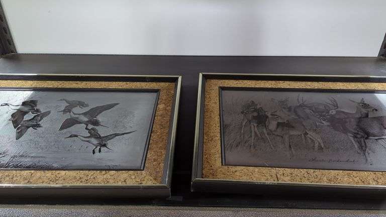 (2) Vintage Sonny Timme Framed Wildlife Etchings - Dixon's Auction at ...